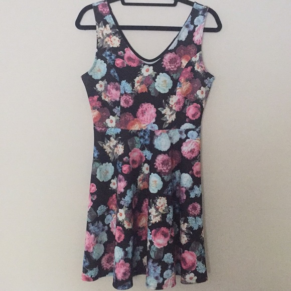 Aqua | Dresses | Aqua Floral Scuba Skater Dress | Poshmark